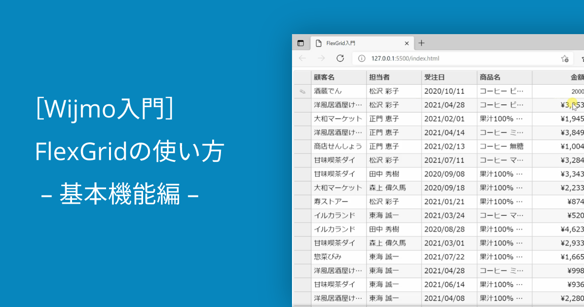 [Wijmo入門]FlexGridの使い方 - 基本機能編 - | MESCIUS.devlog - メシウス株式会社